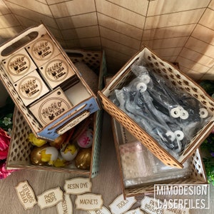 Tulip Pattern Stacking Boxes Crates for Storage & Organization 4 Sizes ...