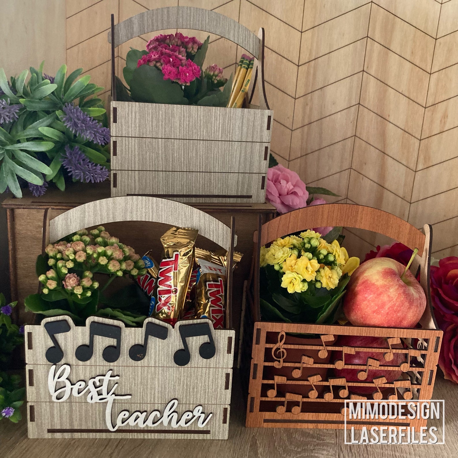 Mini Music Teachers and Patterned Gift Baskets Crates for - Etsy
