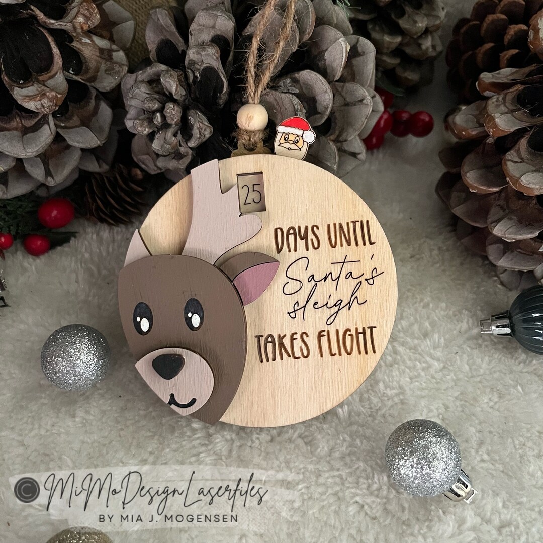 3D Reindeer Countdown to Christmas Sliding Ornament - Reindeer Lever to ...