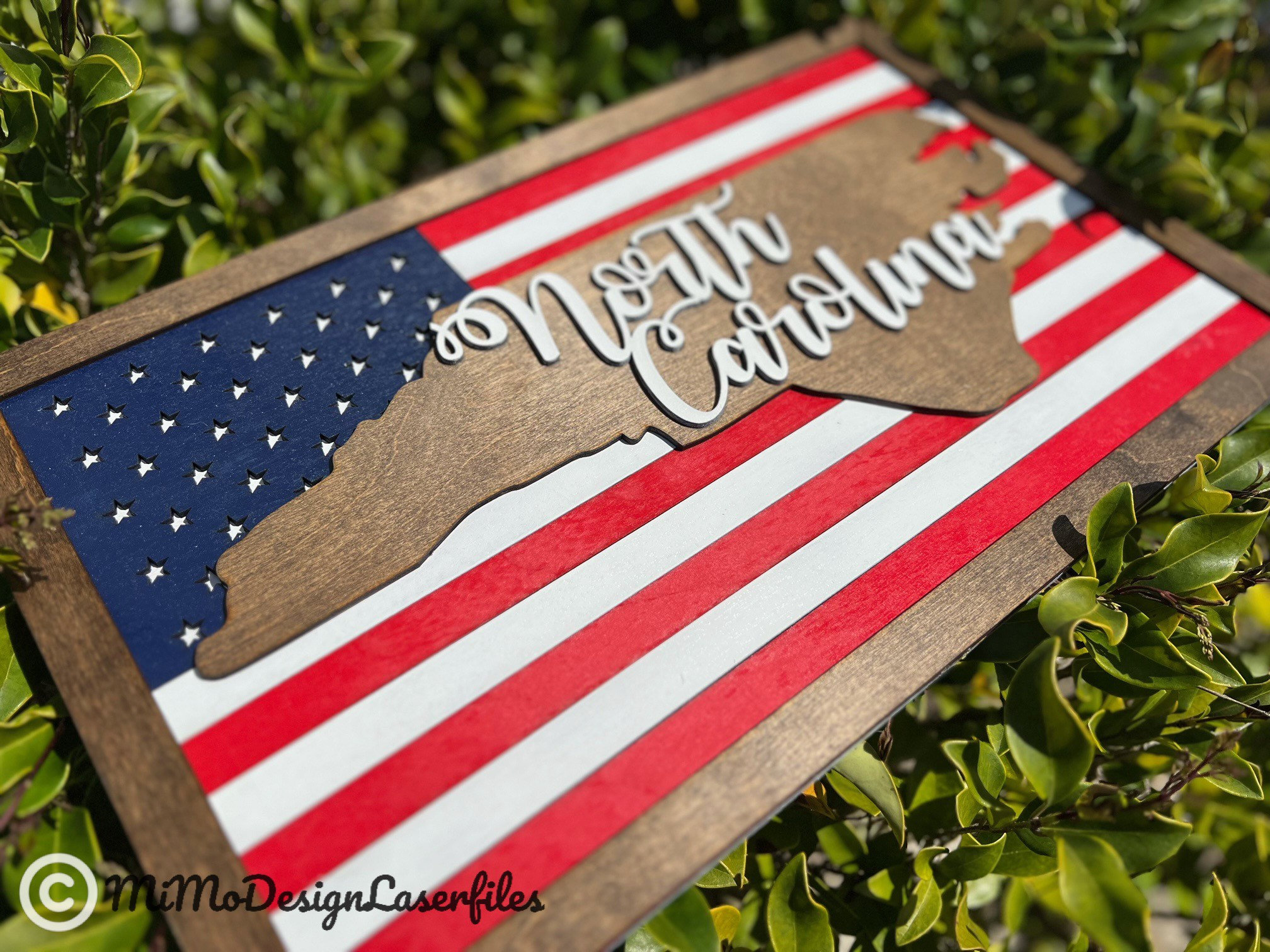 NORTH CAROLINA State Flag Sign With the American Flag and Frames, Easy ...