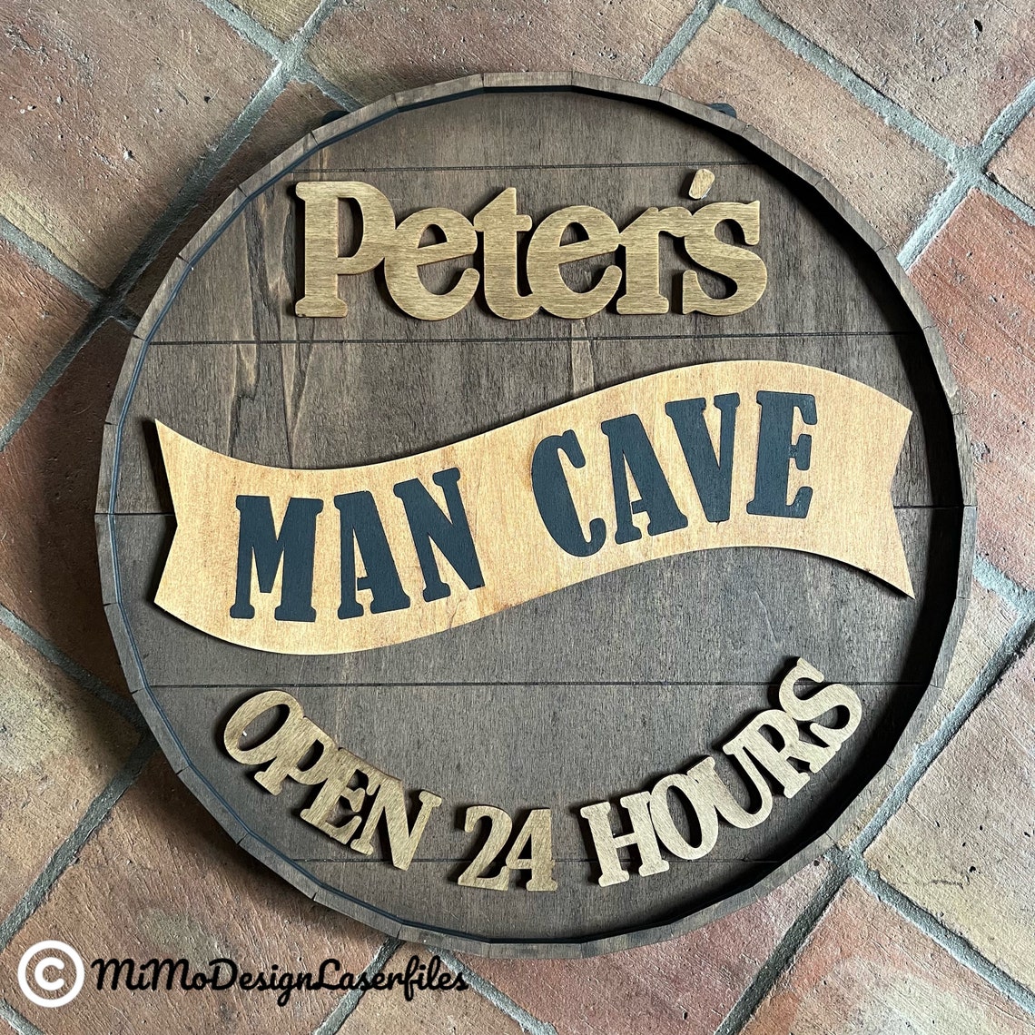 Oversized Faux Barrel Top Man Cave Sign Split Sign for 3 - Etsy