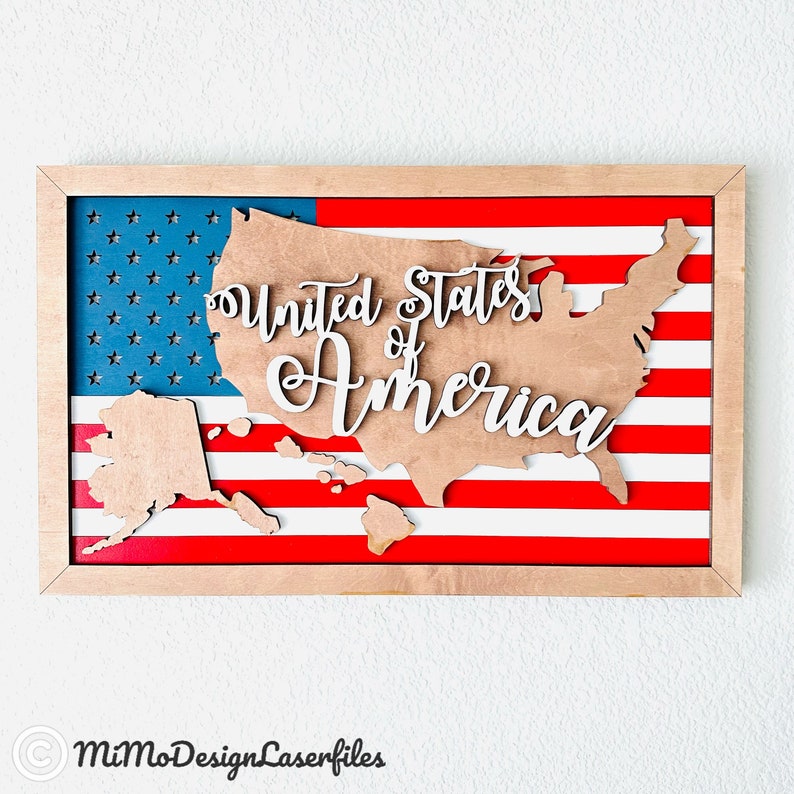 USA ALL States Map Sign With the American Flag and Frames - Etsy