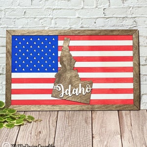 IDAHO State Sign With the American Flag and Frames, Layered and Easy to ...