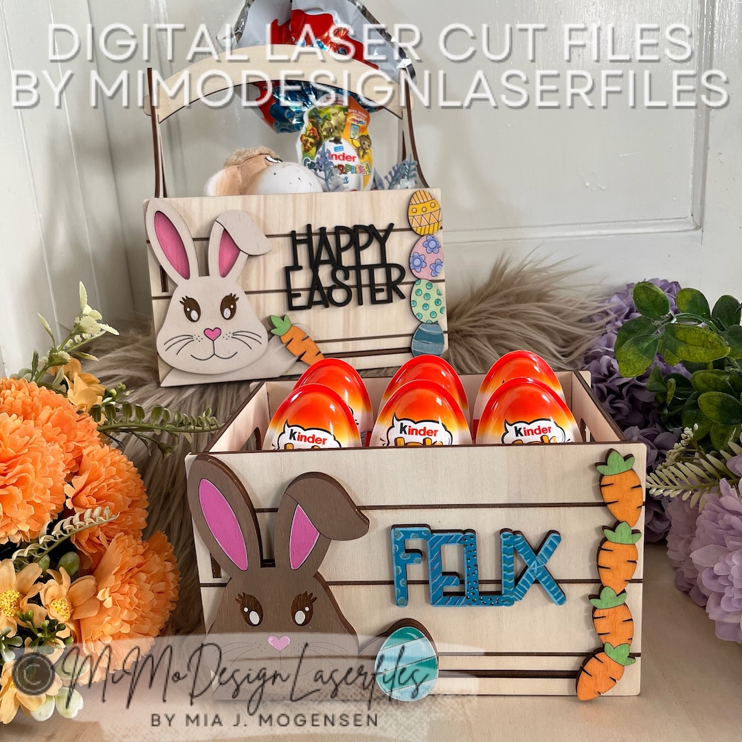 Bundle of 3D Easter Bunny 3in1 Basket & Box for Gifts, Kinder Joy and ...