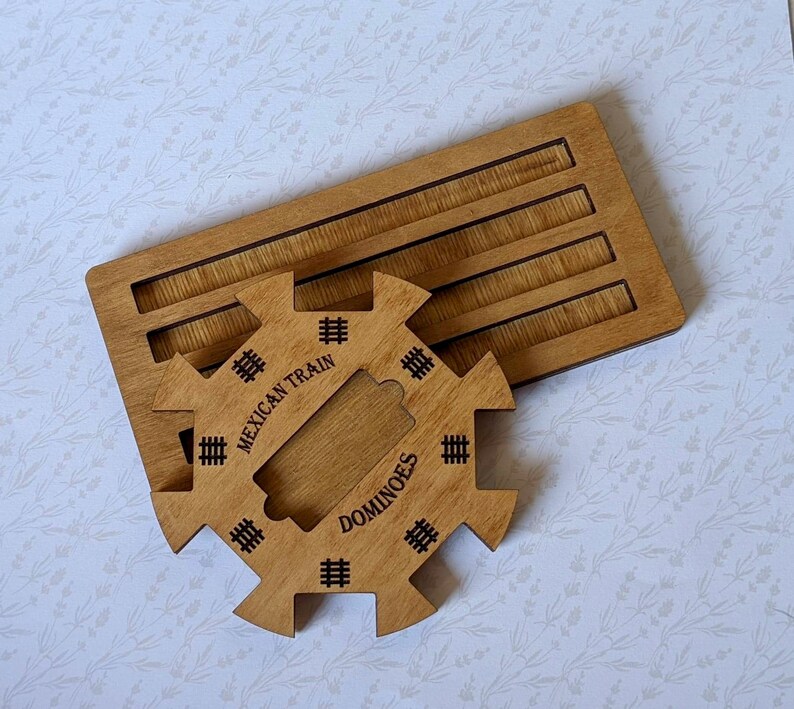 Mexican Train Dominoes Game and Domino Holder Glowforge Ready - Etsy