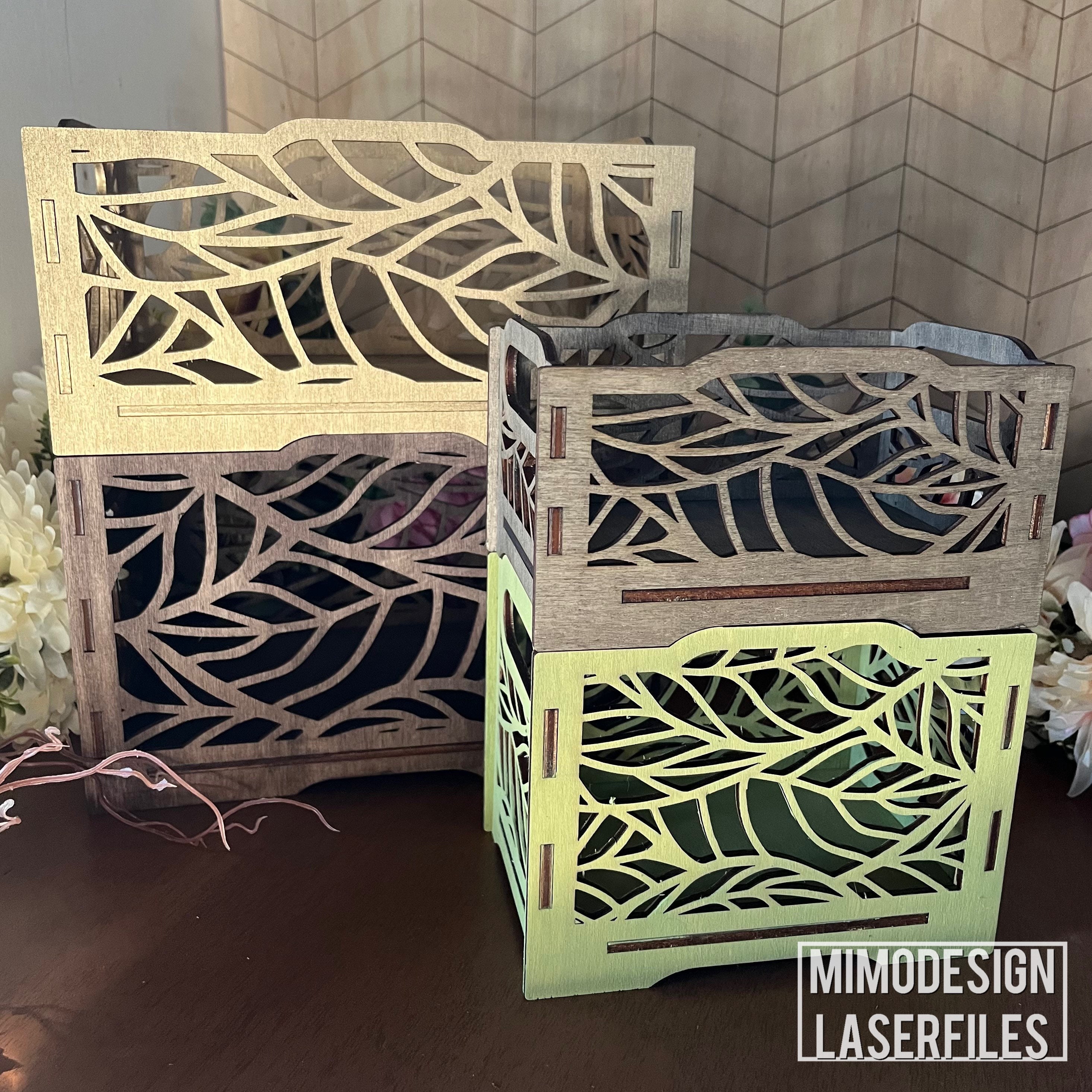 Stacking Leaves Pattern Boxes Crates, Baskets for Personalization ...