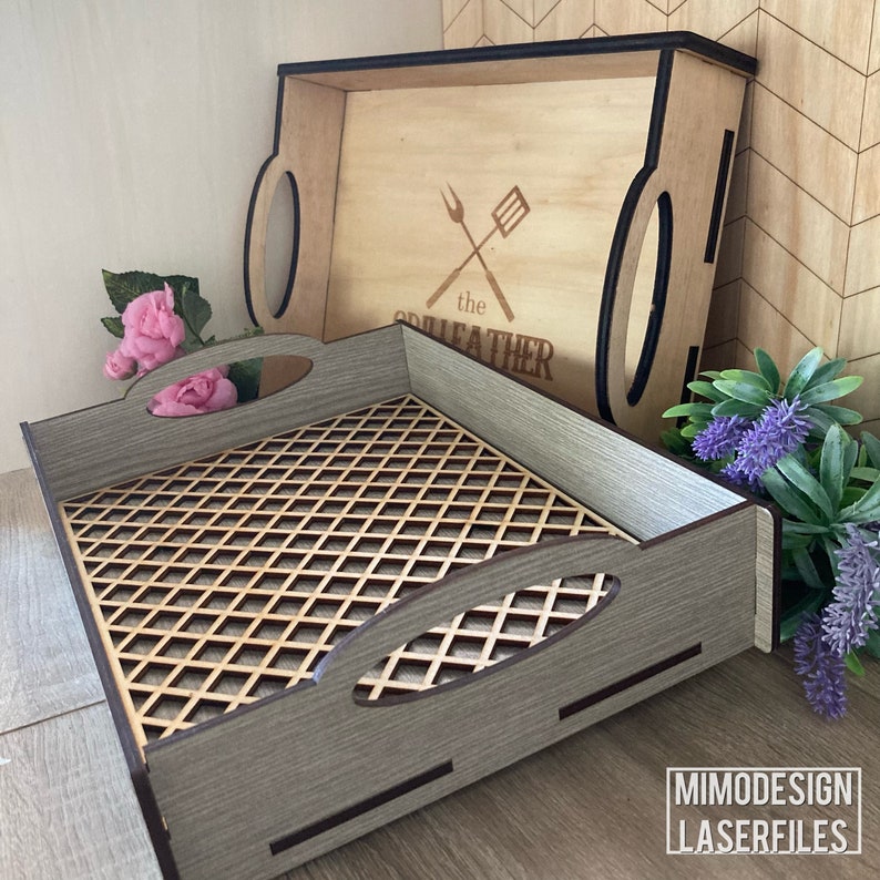 Serving Tray With Interchangable Patterned Insert Inlay for the Bottom ...