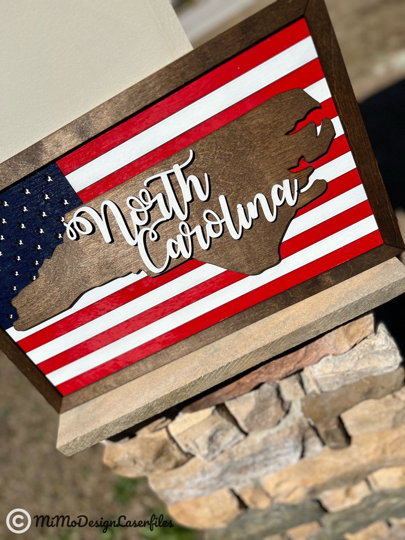NORTH CAROLINA State Flag Sign With the American Flag and Frames, Easy ...