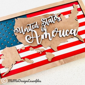 USA ALL States Map Sign With the American Flag and Frames, Layered and ...