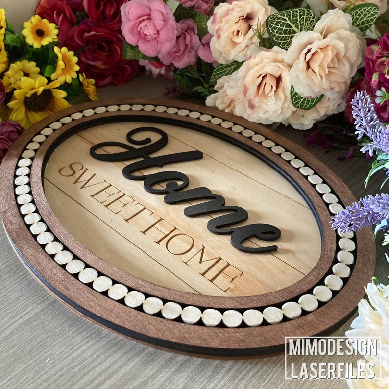 Oval Home Beaded Frame Sign / Door Hanger Farmhouse Style, Blank Frame ...