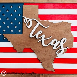 TEXAS State Sign With the American Flag and Frames, Layered and Easy to ...