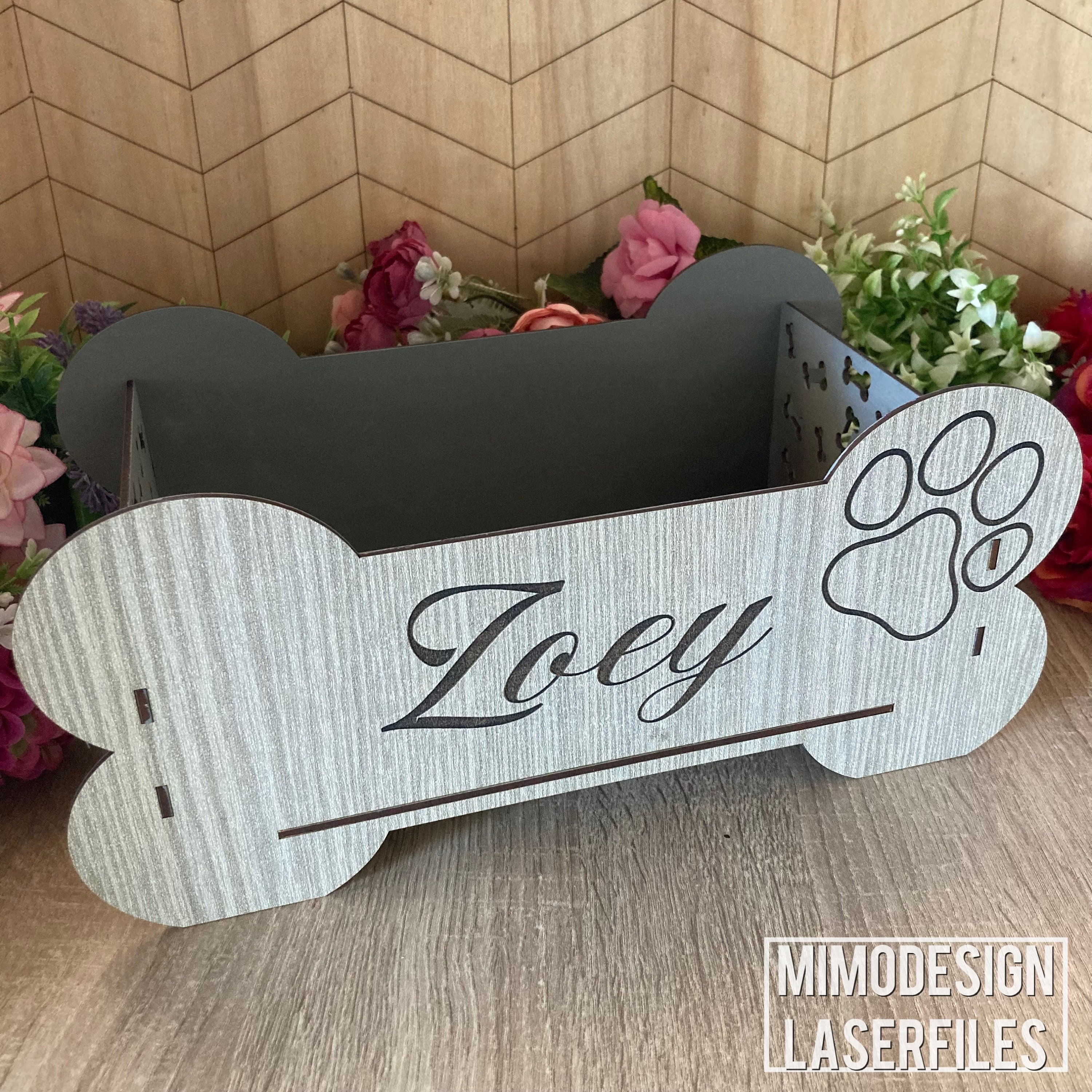 Dog Bone Treat Box SVG | Dog Toy Storage Box Laser Cut File | Paw Print ...