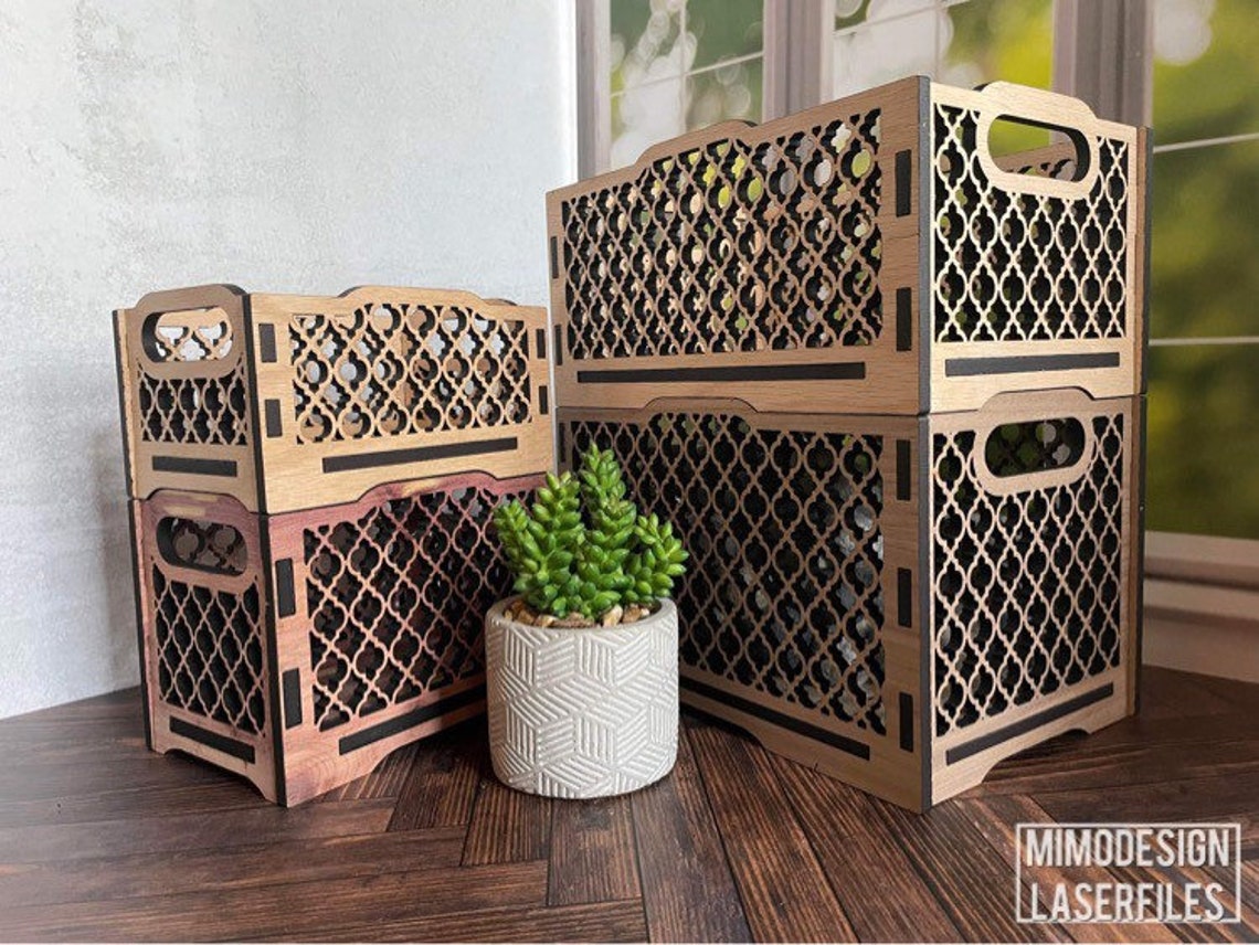 Stacking Arabesque Pattern Boxes Crates, Baskets for Personalization ...