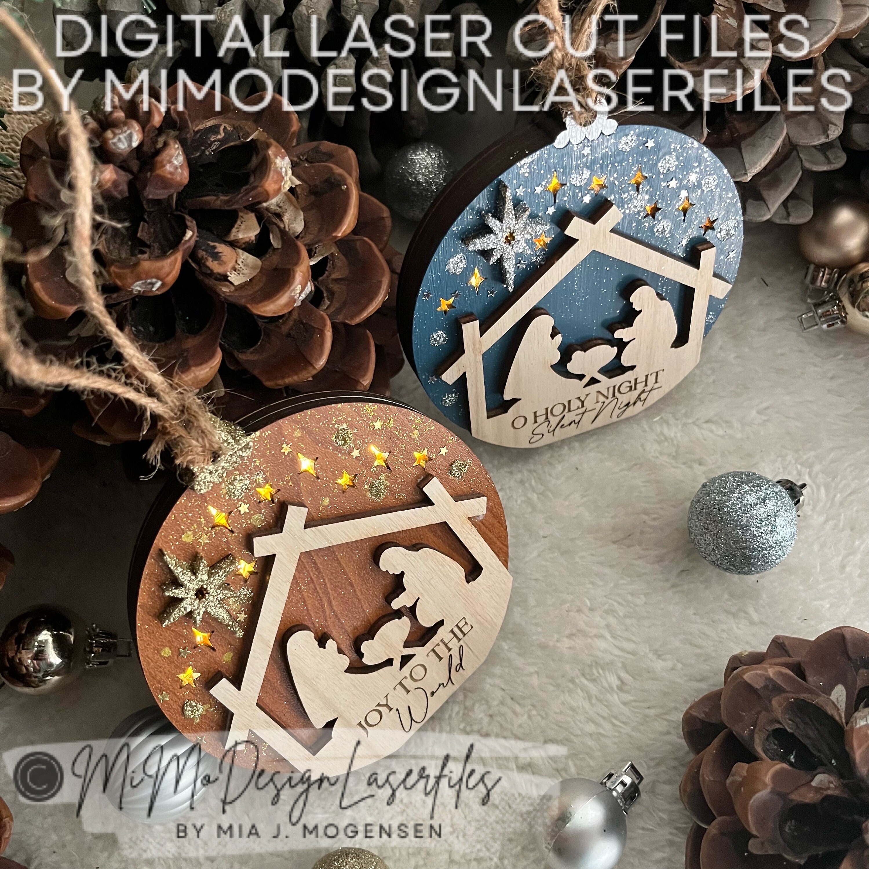 Nativity Fairy Light Bauble | Layered LED Ornament With Battery Door ...