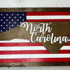 NORTH CAROLINA State Flag Sign With the American Flag and Frames, Easy ...