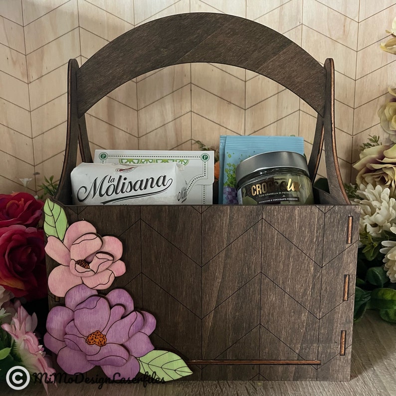 Magnolia 3D Flower Gift / Decor Basket for Holding Wine, Decor, Snacks ...