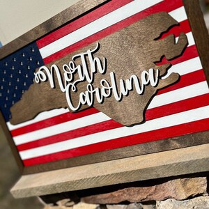 NORTH CAROLINA State Flag Sign With the American Flag and Frames, Easy ...