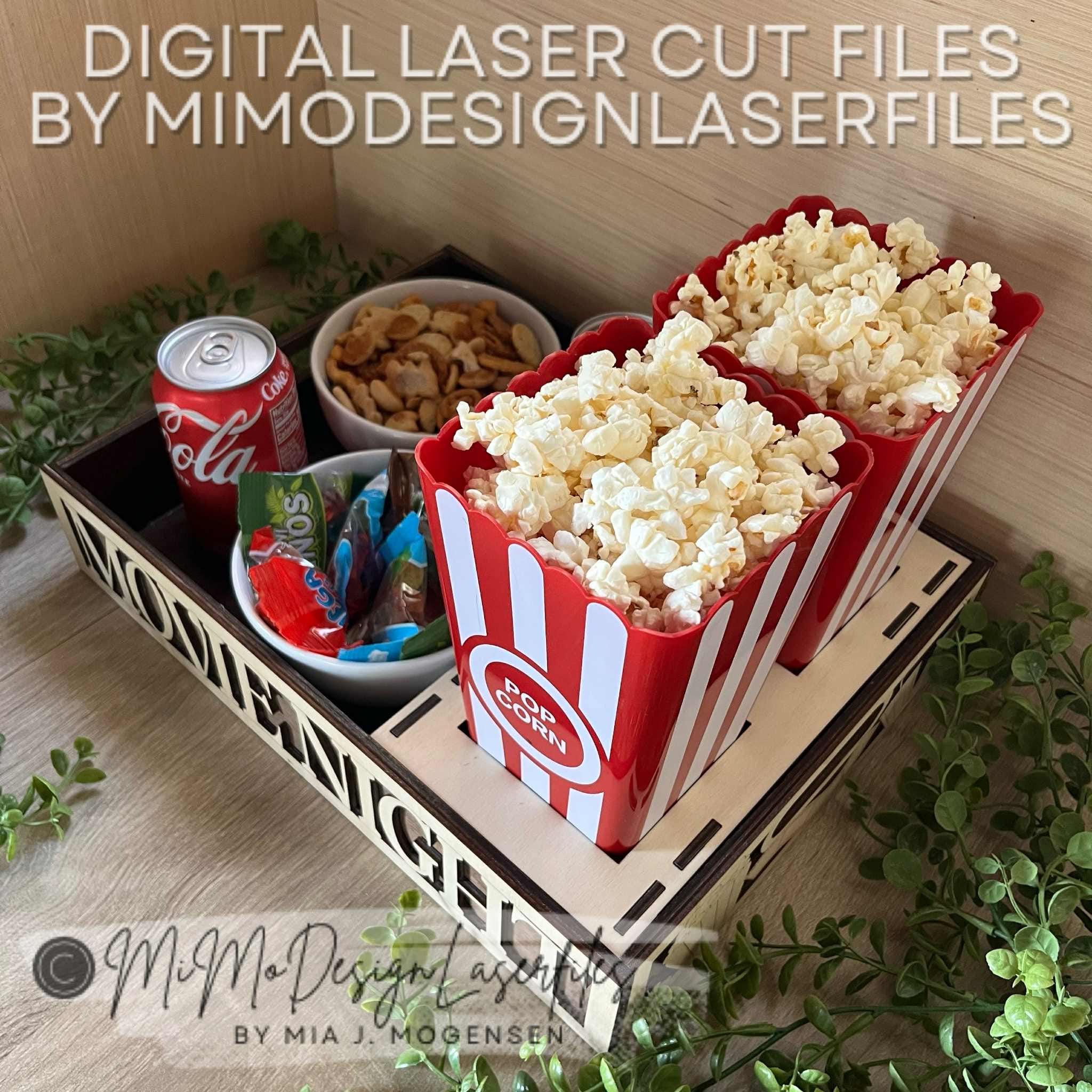 Movie Night Snack Tray SVG File | Laser Cut Popcorn, Candy & Drink ...