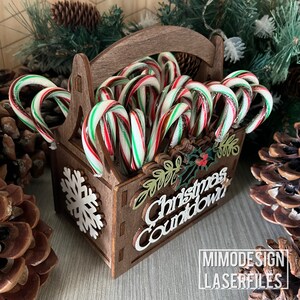 Count Down Candy Cane Christmas Calendar Advent Basket, American and ...