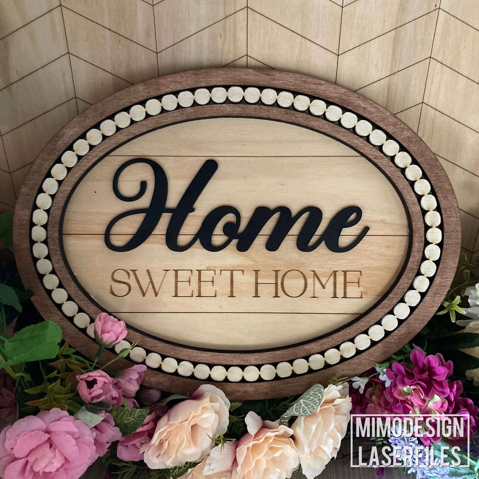 Oval Home Beaded Frame Sign / Door Hanger Farmhouse Style, Blank Frame ...