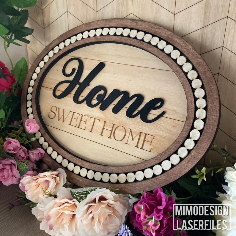 Oval Home Beaded Frame Sign / Door Hanger Farmhouse Style, Blank Frame ...