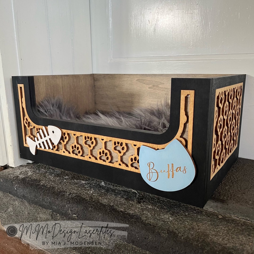 Cat Bed Box for Toys, Blankets, Leashes – Laser Cut Digital File for ...