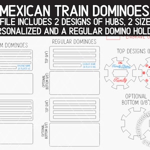 Mexican Train Dominoes Game and Domino Holder Glowforge Ready * Digital ...