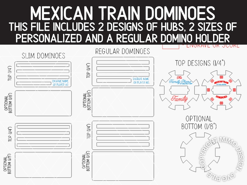 Mexican Train Dominoes Game and Domino Holder Glowforge Ready - Etsy