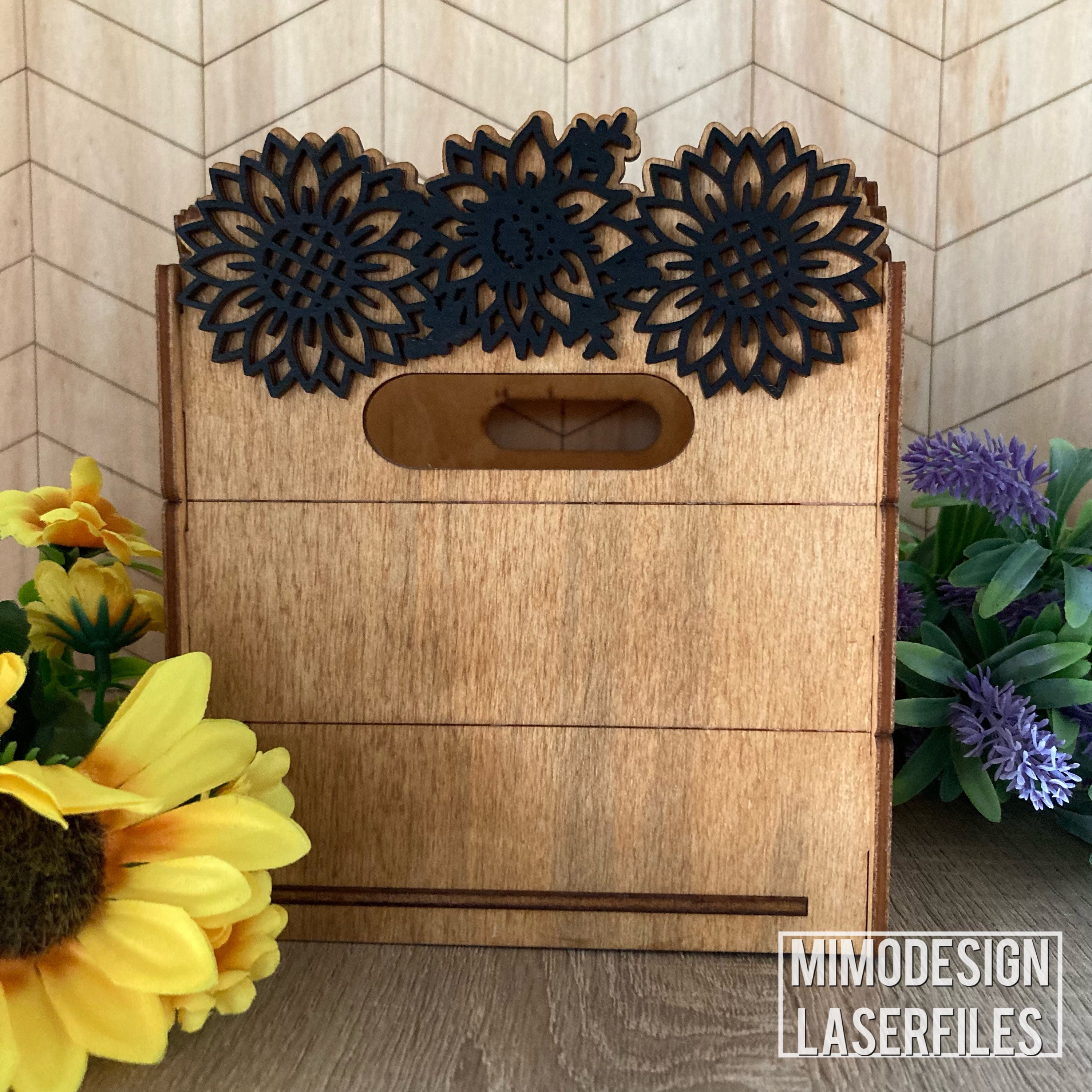 Sun Flower Floral Crate Box for Personalization Storage and - Etsy