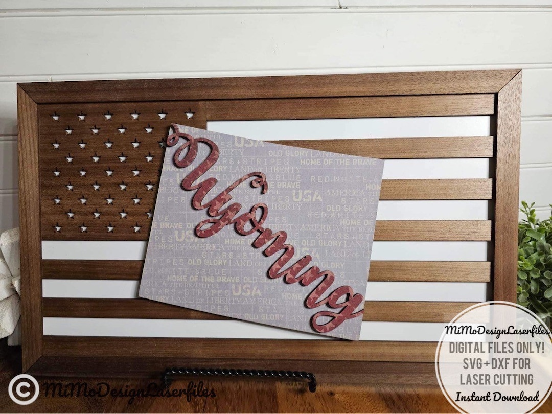 WYOMING State Flag Sign With the American Flag + Frames, Easy to Make ...