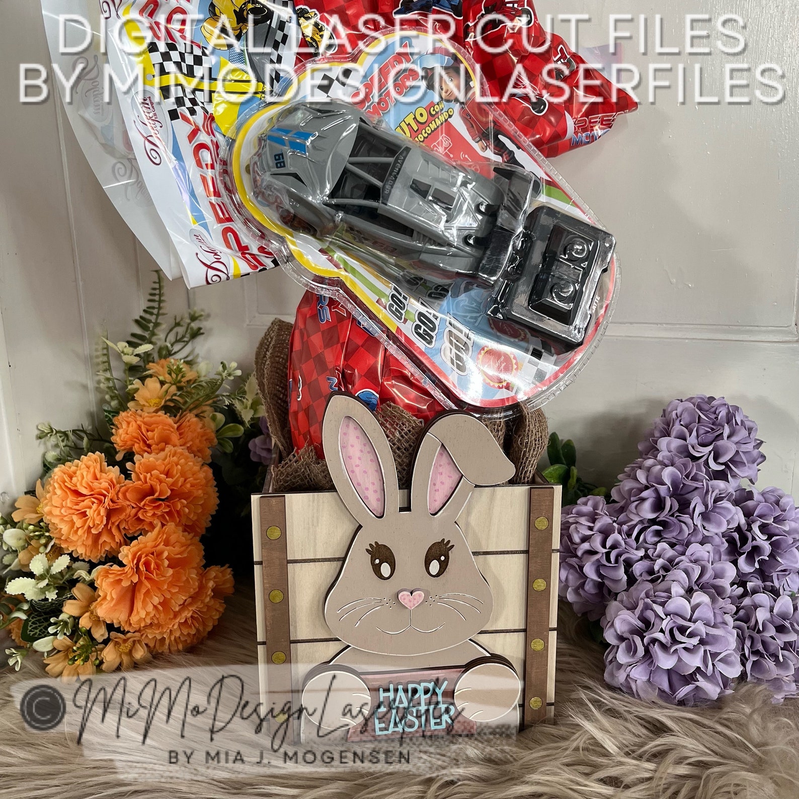 Square 6x6" 3D Easter Bunny Box / Crate for Big Chocolate Eggs, Toys ...