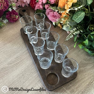 10 Shots Drinks Flight Board With Handle Engraved Personalized Cut ...