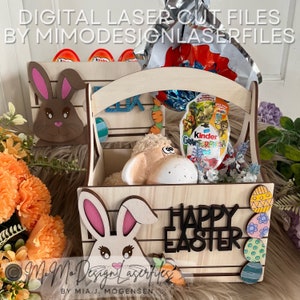 Bundle of 3D Easter Bunny 3in1 Basket & Box for Gifts, Kinder Joy and ...