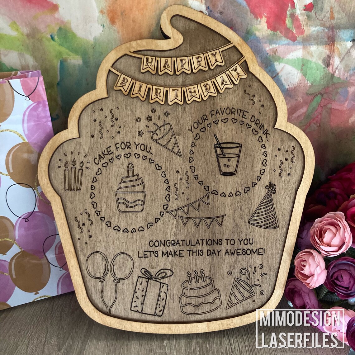 Happy Birthday Treat Tray for Cupcakes Cake Drinks ALL - Etsy