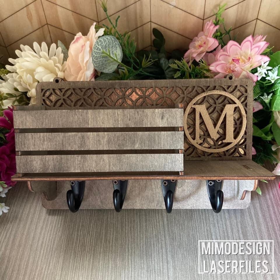 Wall Mounted Key Hanger With Box, Chainmail Pattern & Full Monogram ...