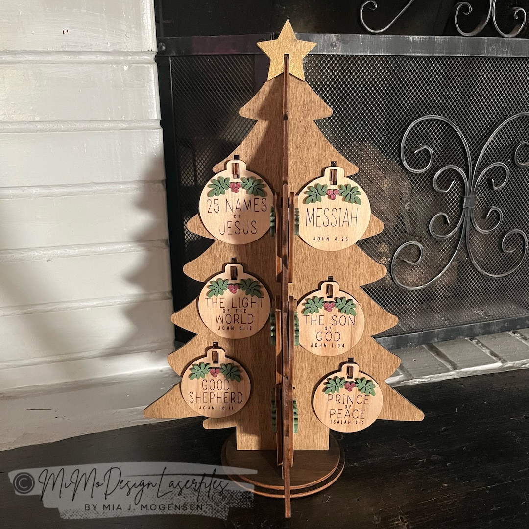 25 Names of Jesus 3D Christmas Tree Incl. 26 Ornaments, Scored (single ...