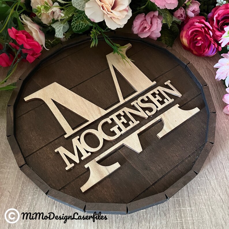 Faux Barrel Top Split Monogram Sign Resizable for Other - Etsy