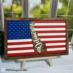 DELAWARE State Flag Sign With the American Flag and Frames, Layered ...