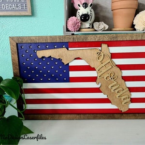 FLORIDA State Sign With the American Flag and Frames, Layered and Easy ...