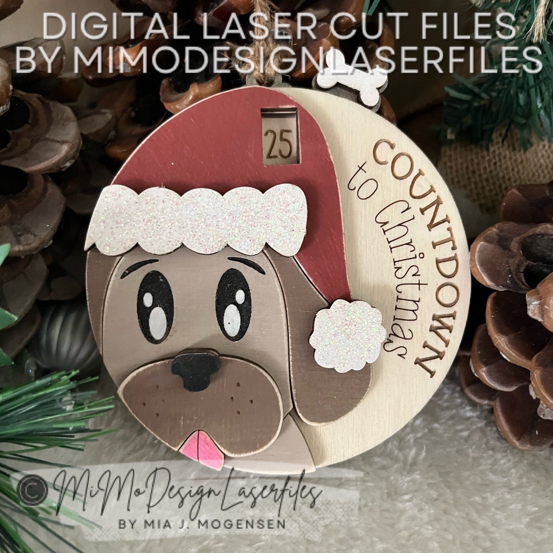Christmas Puppy Countdown Ornament | Dog Bone Lever Slider | Ornament ...
