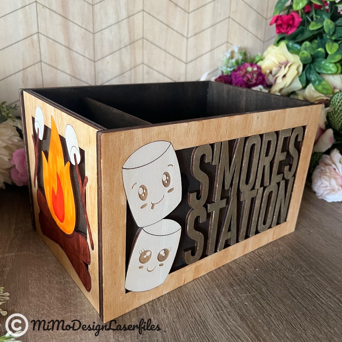 S'mores Station Box, Layered Design for Sticks, Marshmellows, Graham ...