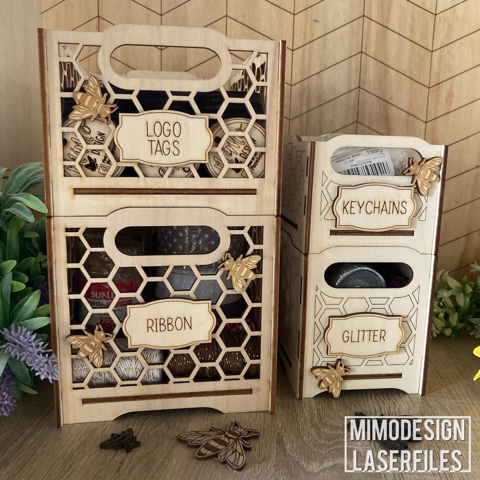Stacking Honeycomb Bee Boxes, Crates, Baskets for Personalization ...