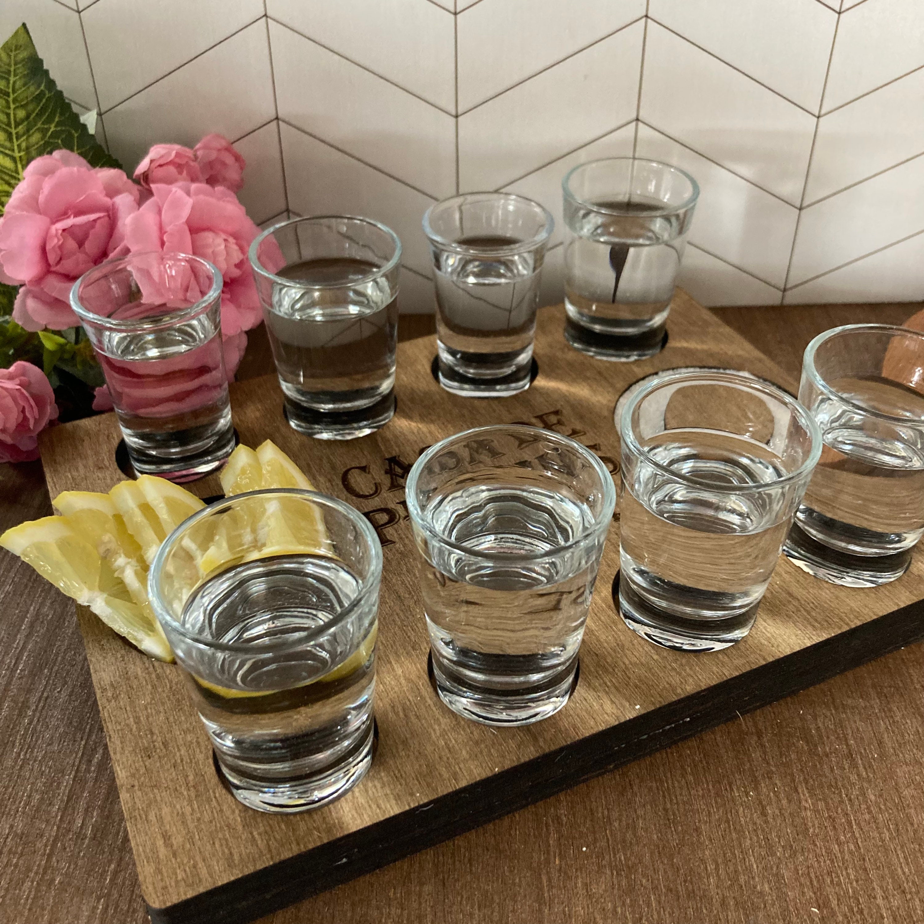 8 Shots Tequila Drinks Board Tray Engraved Personalized Cut - Etsy