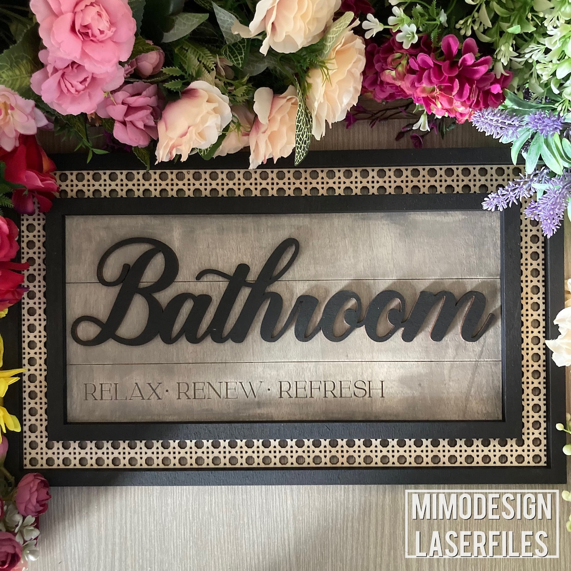 Bundle of Bathroom Rattan Frame Signs / Door Hangers Incl. - Etsy