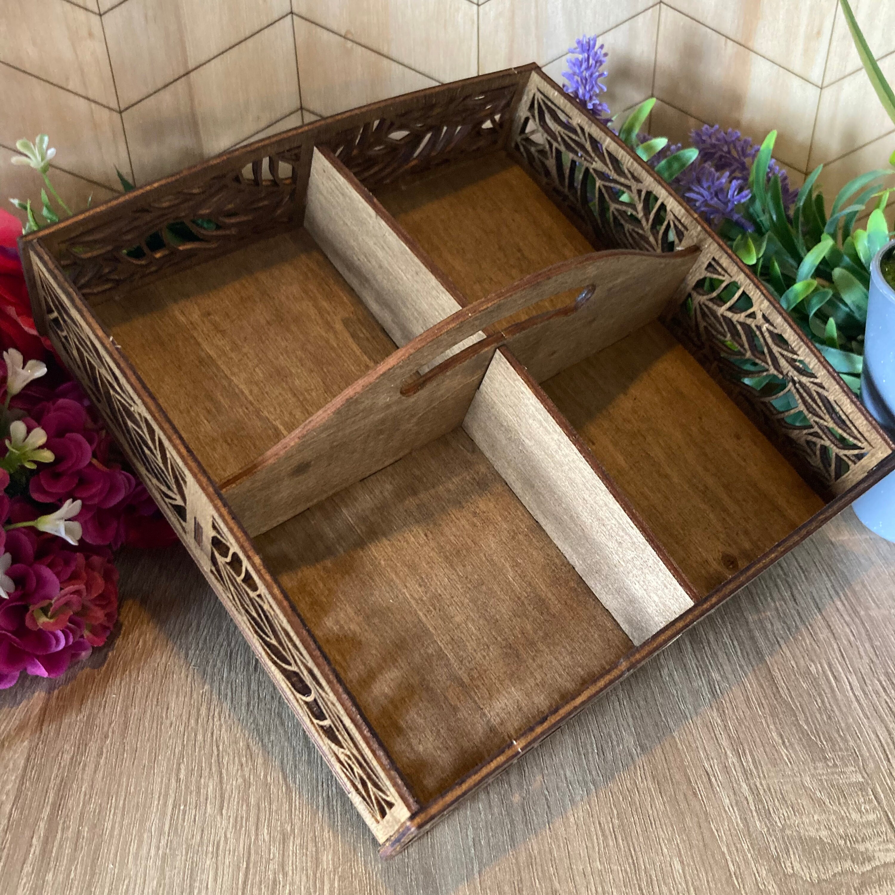 Divided Decorative Trays With Beautiful Laser Cut Pattern for - Etsy