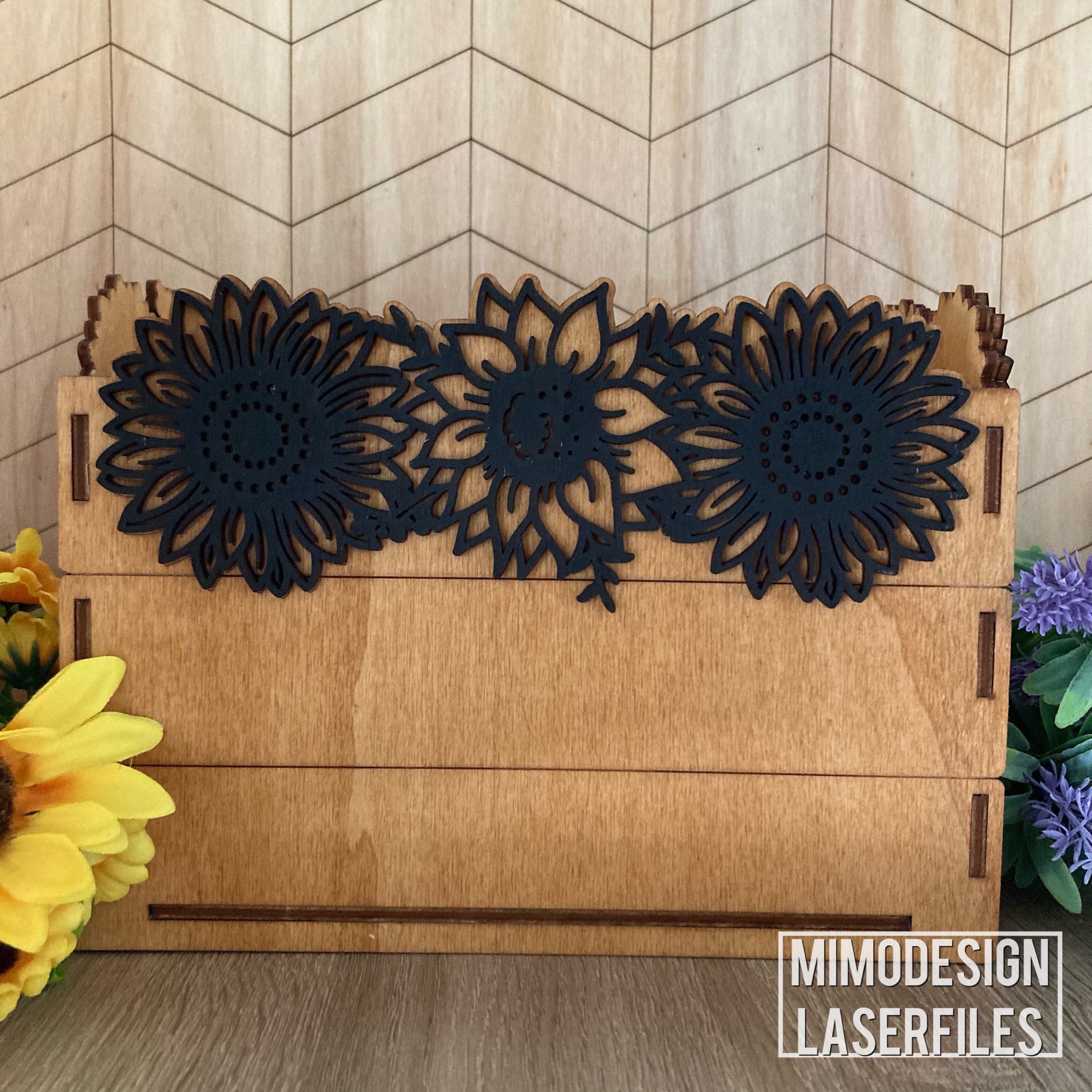 Sun Flower Floral Crate Box for Personalization Storage and - Etsy