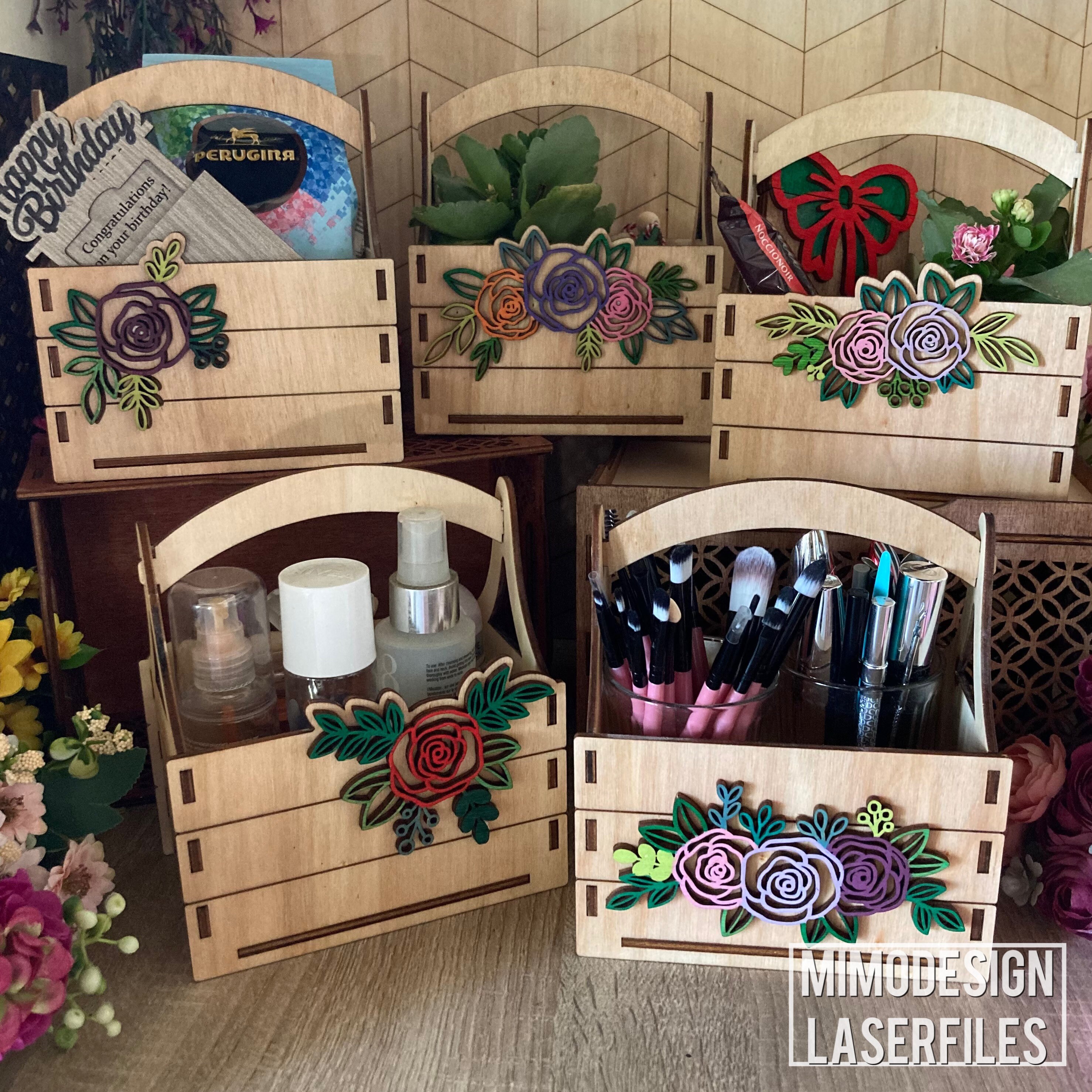 Mini Baskets Roses Bundle Basic Engraved Layered for Gifts - Etsy