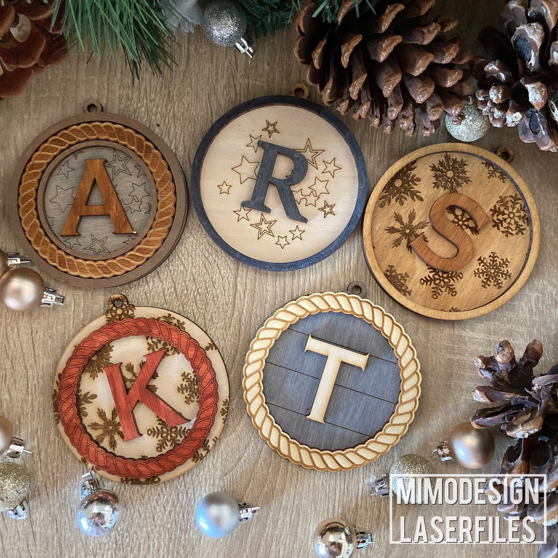 Rope Frame Christmas Ornaments Bundle for Monogram Letters - Etsy