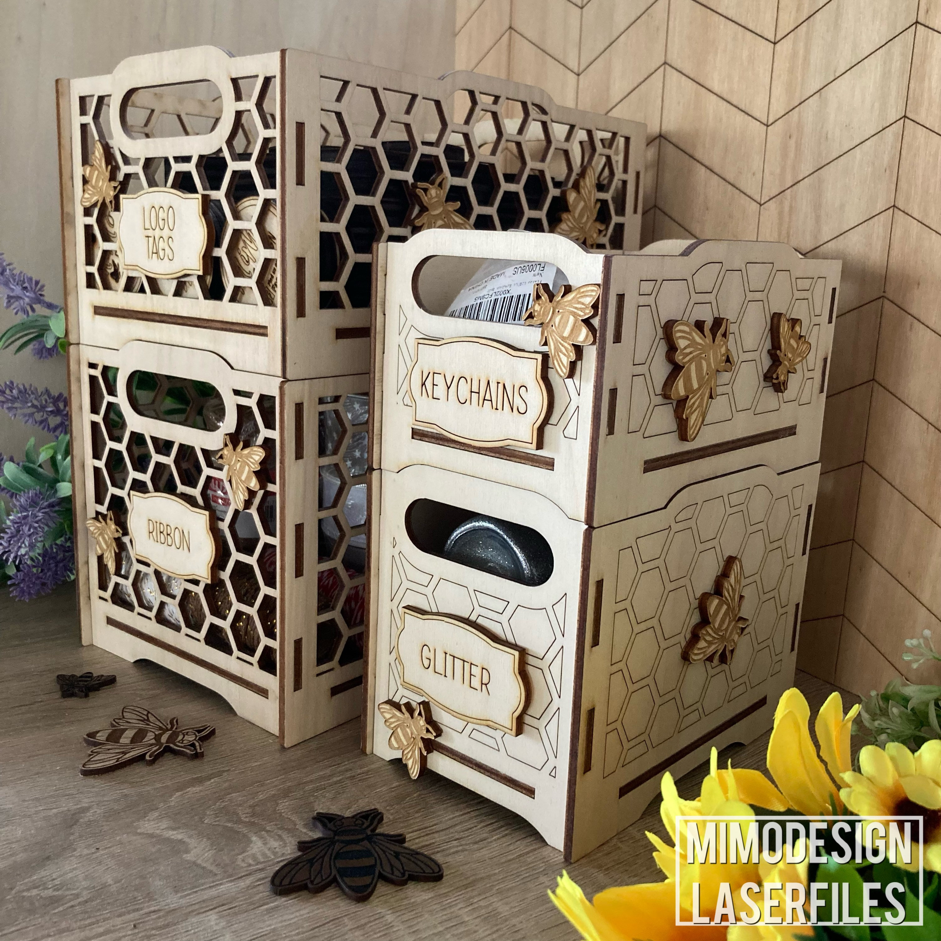 Stacking Honeycomb Bee Boxes, Crates, Baskets for Personalization ...