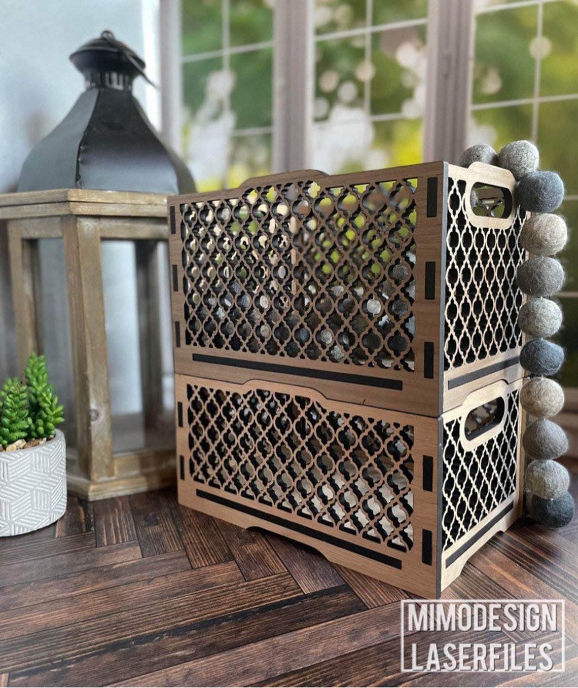 Stacking Arabesque Pattern Boxes Crates Baskets for - Etsy